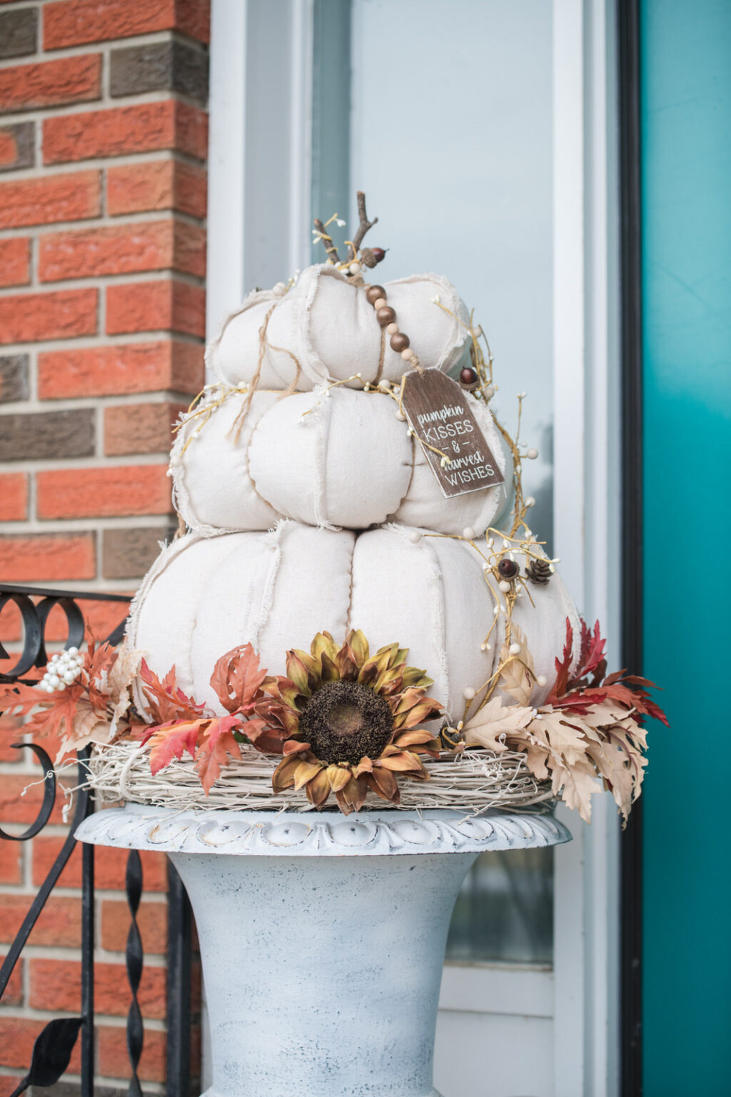 DIY Topiary Pumpkins out of Drop Cloth - At Home With Chic & Grace