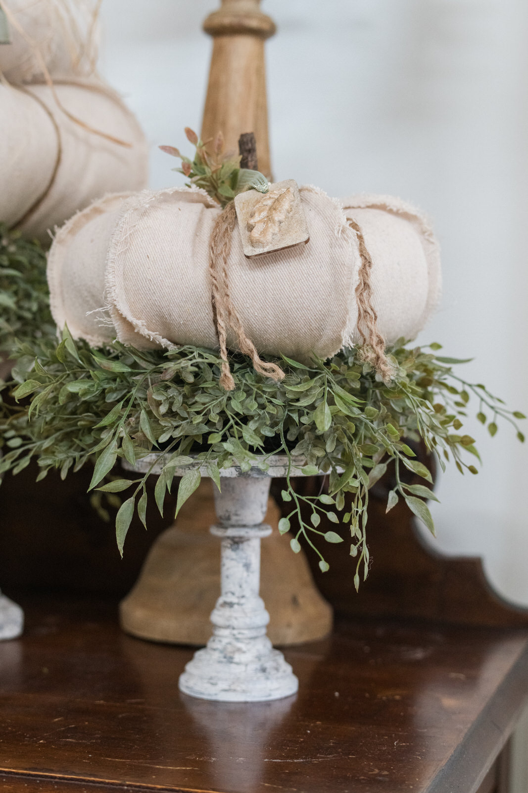 DIY Topiary Pumpkins out of Drop Cloth - At Home With Chic & Grace
