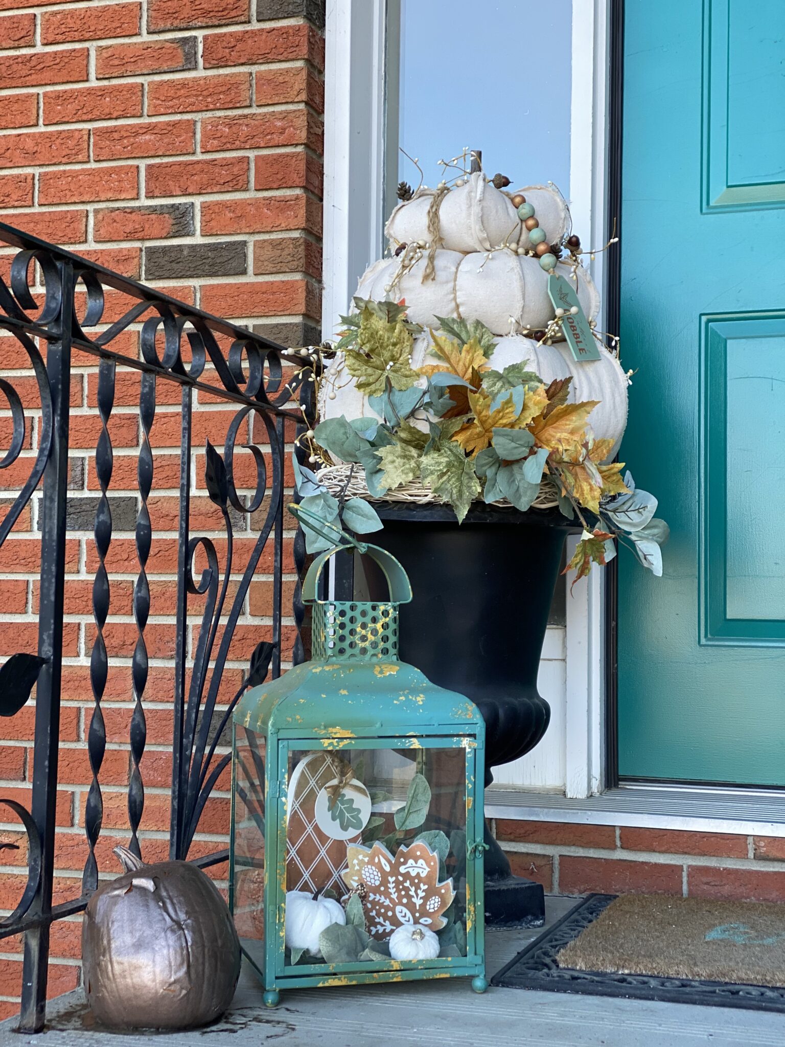DIY Topiary Pumpkins out of Drop Cloth - At Home With Chic & Grace