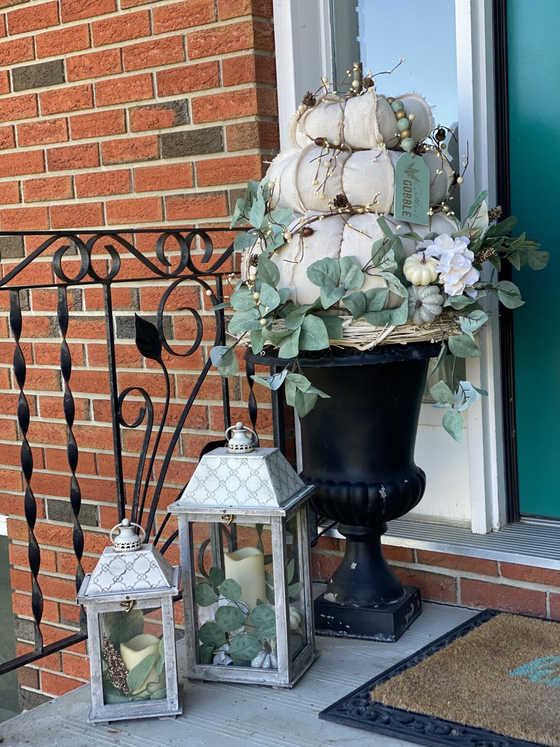 DIY Topiary Pumpkins out of Drop Cloth - At Home With Chic & Grace